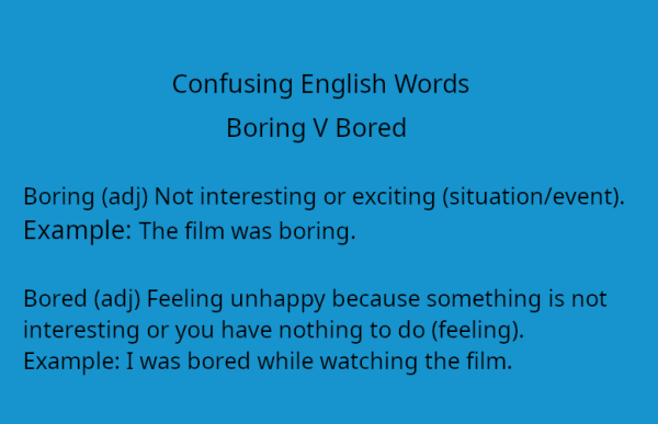Confusing Words in English. What is the difference between boring and ...